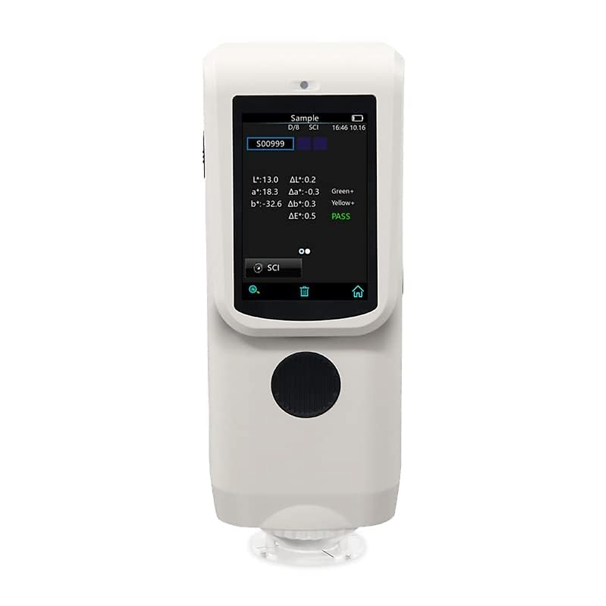 HFBTE Low Cost Spectrophotometer Chromatic Colorimeter Color Control Test Equipment For Powder Paint Food Plastic Colour Etc With 8mm Flat Aperture D/8 SCI Mode Touch Screen USB Data Port Accuracy 0.1