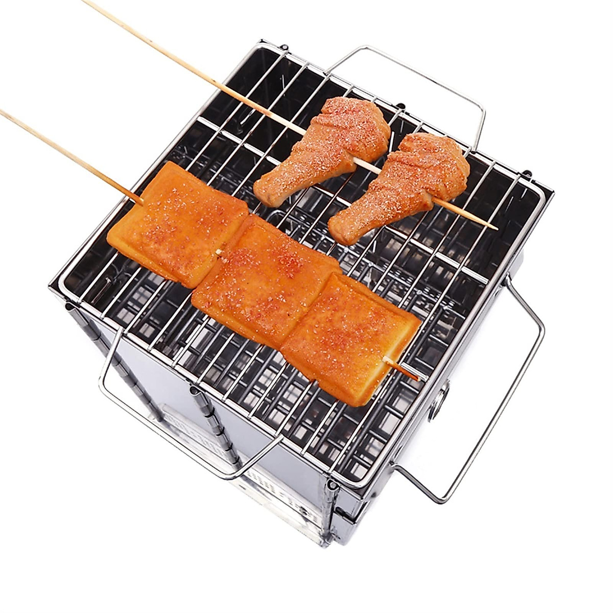 TBMAKE Grills Portable Charcoal Heating Grill Outdoor BBQ Wood Stove Foldable Stainless Steel Grill