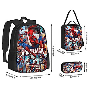Backpack Lightweight 17-Inch Laptop Backpack with Insulated Lunch Box and Pencil Case Pouch 3 Piece Set for Travel Work