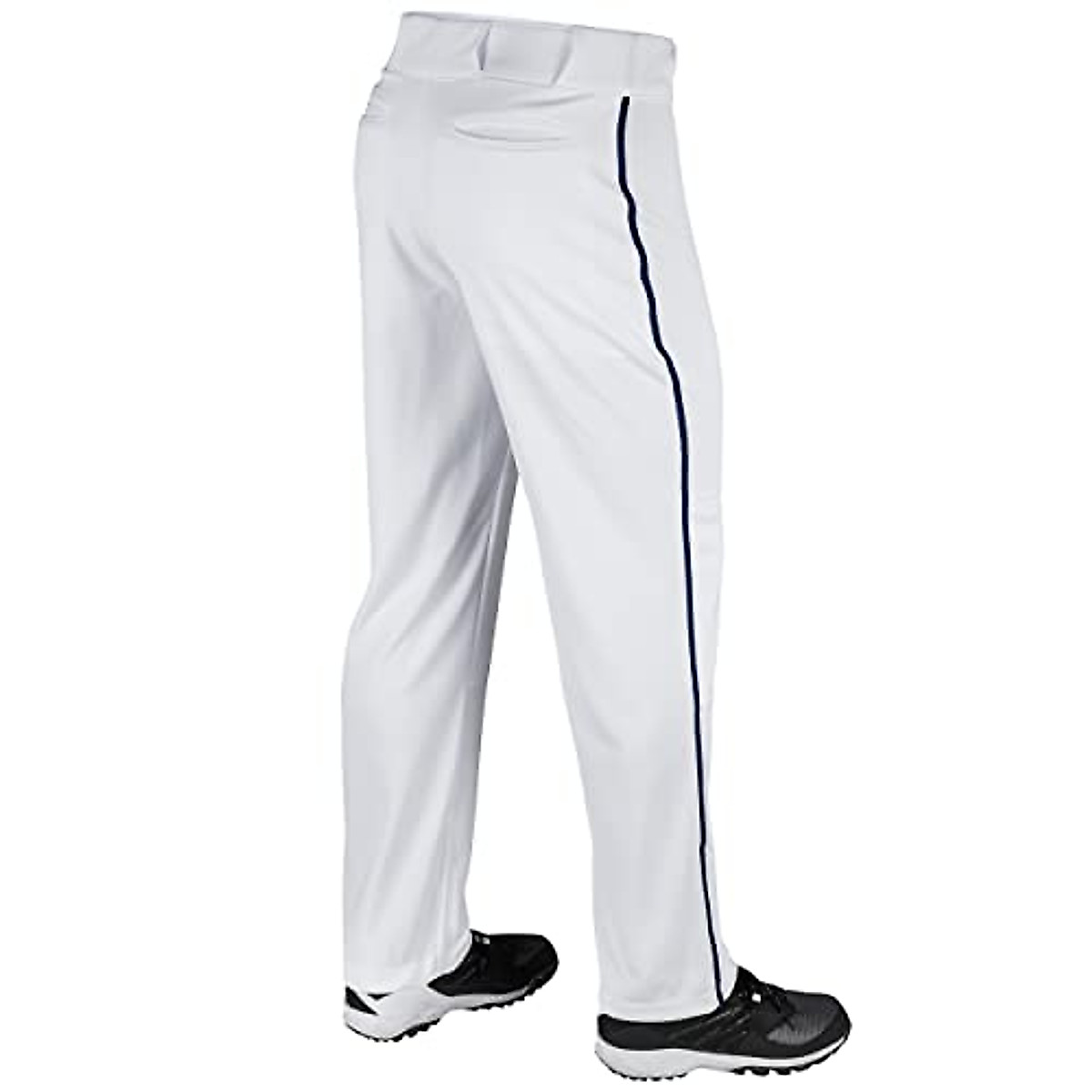 CHAMPRO Men's Standard Triple Crown Open Bottom Adult Baseball Pants, White, Navy Pipe, Small