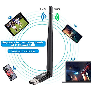 ASHATA Network Adapter, RTL8821CU 600M Drive Band PC LAN Card for USB Bluetooth Adapter
