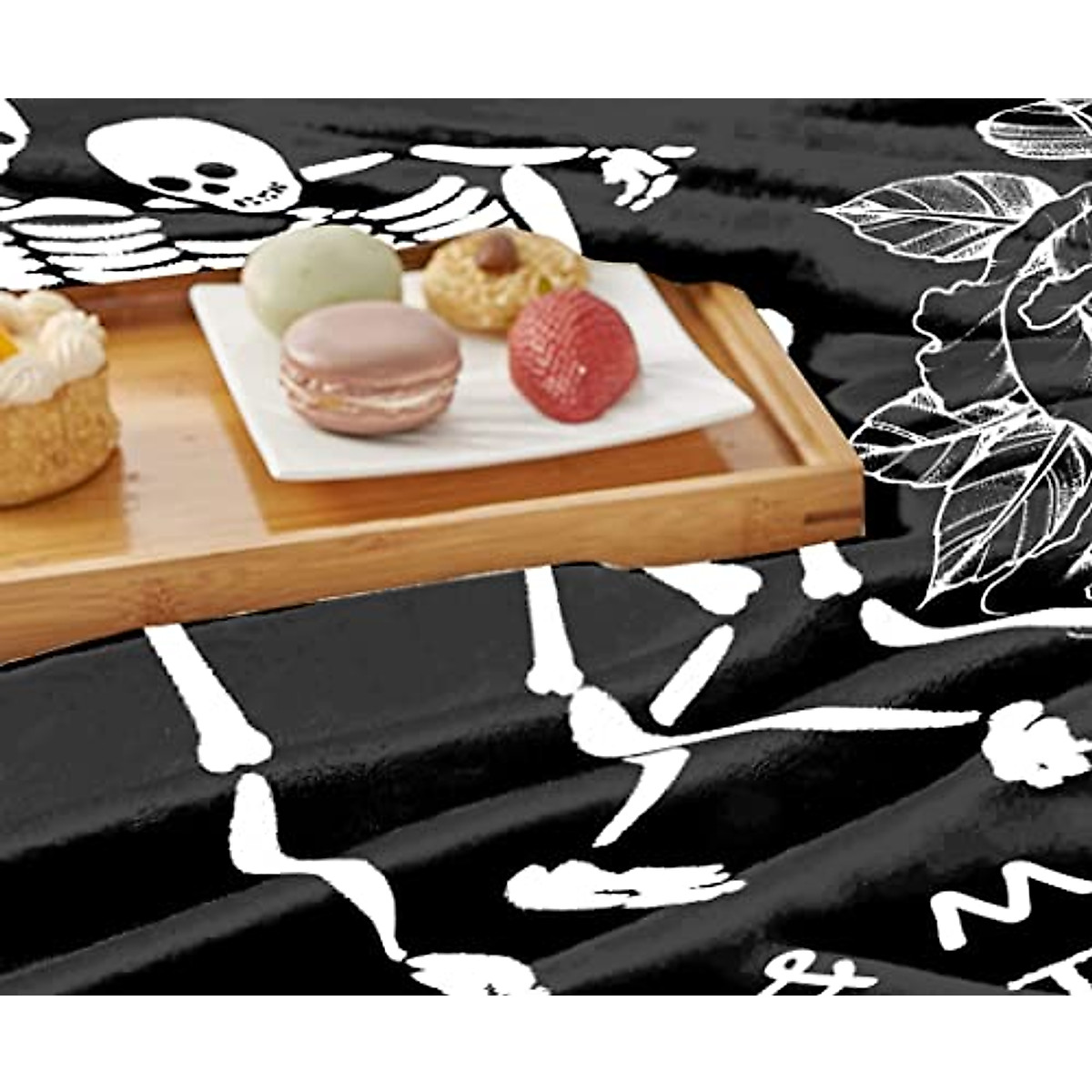 Custom Name Blanket, Personalized Skeleton Flannel Throw Blankets: Love You to Death Blanket, Spooky Skull Blanket, Wedding or Anniversary Present, Halloween Goth Wedding Valentines Day Gift 50"x40"