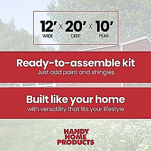 Handy Home Products Astoria 12x20 Do-It-Yourself Wooden Storage Shed- Does not Include Floor kit, Paint, or Roofing Shingles