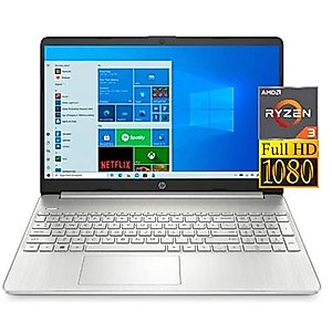 2021 HP Notebook 15 Laptop, 15.6'' Full HD 1080P Display, AMD Ryzen 3-3250U Up to 3.5GHz (Beats i3-7100U), 8GB DDR4 Memory, 256GB SSD, Webcam, Type-C, HDMI, BT, WiFi, Windows 10 S, Accessory, Silver