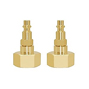 Hooshing 2PCS Brass Winterize Sprinkler Systems Air Compressor 1/4" Quick Connect Plug to 3/4" GHT Garden Hose Faucet Blow Out Adapter For RV, Camper