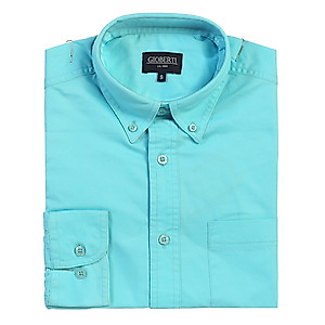 Gioberti Mens 100% Cotton Twill Oxford Long Sleeve Shirt, Aqua, 2X Large