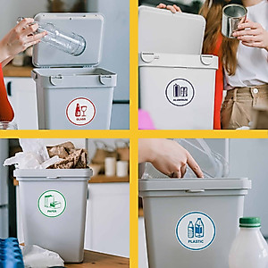 Recycling Stickers for Trash Can, 3.5" Wide | 5pcs Recycle Stickers for Plastic Bins - Paper, Aluminum, Plastic, Glass, Compost