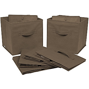 Greenco Foldable Storage Cubes Non-woven Fabric -6 Pack-(Brown)