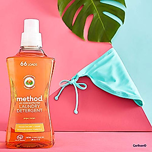 Method Liquid Laundry Detergent, Ginger Mango, 66 Loads Per Bottle, Hypoallergenic + Biodegradable Formula, Plant-Based Stain Remover, 53.5 Fl Oz (Pack of 1)