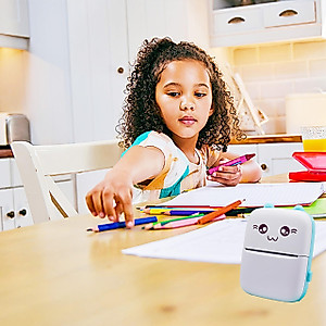 Zplumestarxx Mini Portable Small Printer Paper 6 Rolls Sticker Printer Machine Mini Printer Sticker Printer Study Printer for Pictures Photos Compatible with Android and iOS Wireless&Bluetooth Pink