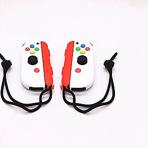 1 Pair of Joy-Con Handle Controllers with anti-slip Lanyards for Nintendo Switch Video Games-Red