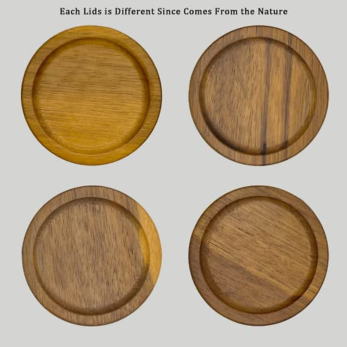 6 Pack Mason Jar Lids wide Mouth，Acacia Wood Ball Regular Mouth Lids，Reusable Mason Jar Lids With Food Grade Material Silicone Sealing Rings,Jar Wooden Storage Lids, regular, Brown…（86mm）