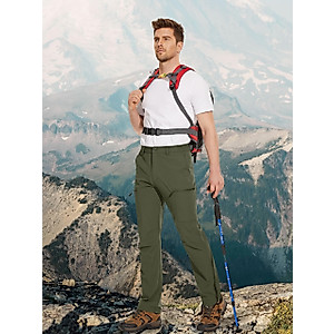 MAGCOMSEN Mens Travel Pants Quick Dry Water Resistant Pants Men Stretchy Cargo Pants for Men Summer Hiking Pants Army Green