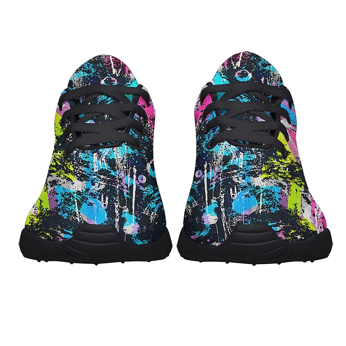 Graffiti Shoes,Women Men Cool Urban Funky Street Art Running Sneakers,Trippy Psychedelic Street Art Shoes Black Size 11