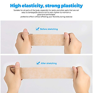 Bandage Wrap 8 Pack 1”x 5 Yards Self Adhesive Bandage Wrap Breathable Cohesive Bandage Wrap Rolls Athletic Elastic Self Adherent Wrap for Sports Injury,Wrist, Knee, Ankle Sprains and Swelling(Beige)