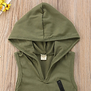 Sleeveless Newborn Baby Boys Girls Hooded Romper Green Jumpsuit Outfit Summer Zipper Casual Clothes (0-6 Months, Green)
