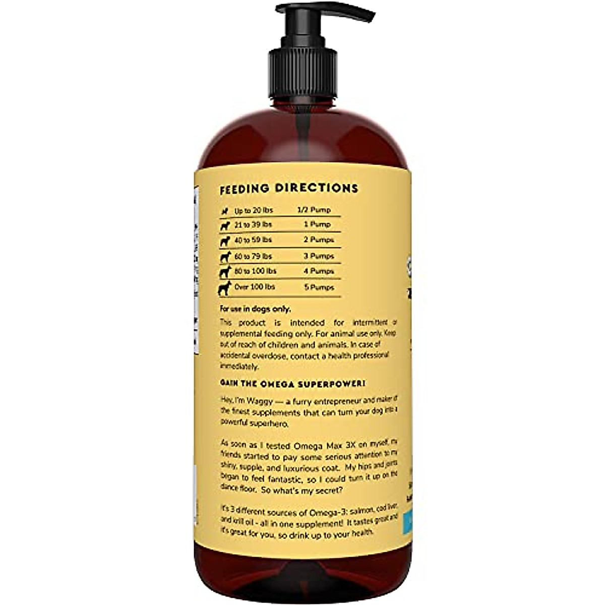 Wonder Paws Fish Oil For Dogs - Omega 3 For Dogs From Alaskan Salmon, Cod & Krill Oil - EPA DHA Fatty Acids - Less Shedding & Itching - Skin, Joint, Immune & Heart Health - 16 oz Pet Liquid Supplement