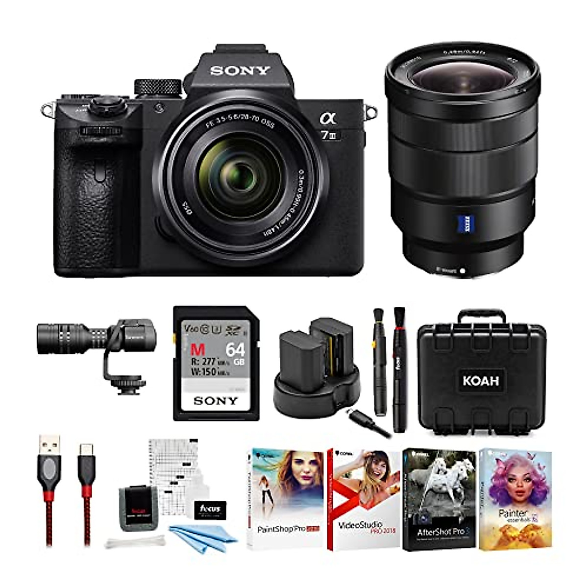 Sony a7 III Full Frame Mirrorless Interchangeable Lens Camera with 28-70mm and 16-35mm f/4 ZA OSS Lens Bundle