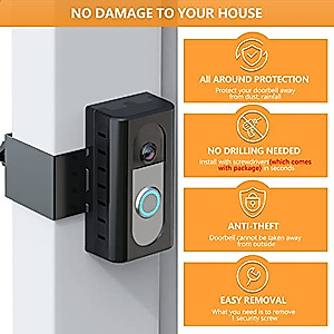 QIBOX Anti-Theft Video Doorbell Mount Compatible with Video Doorbell 4/3/3 Plus/2/1/(2020 Release), Adjustable No-Drill Mounting Bracket Wedge Adapter Holder Accessories for Home Rentals Office Room