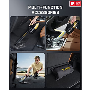 Fanttik RobustClean™ V9 Mate Cordless Car Vacuum, 13kPa/40AW, Handheld Vacuum with Various Attachments, 2-Hour Fast Charge, Lightweight Cordless Vacuum with LED-Display&Light, for Car Home Cleaning