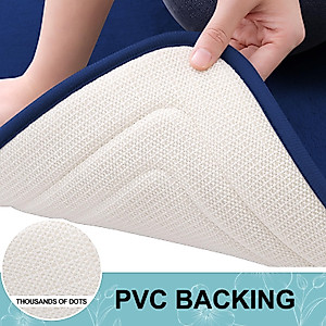 Grandaily Memory Foam Toilet Rugs U-Shaped 24x20, Ultra Soft, Non-Slip and Absorbent Bathroom Rugs, Machine Wash Dry, Comfortable Contour Bath Mat for Toilet Base, Navy Blue