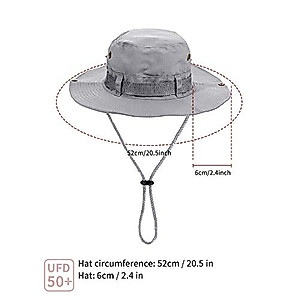 Boao 2 Pieces Sun Hats for Men Women Wide Brim Safari Bucket Hat Boonie Hat UV Protection Fishing Hiking Summer(Black, Khaki)