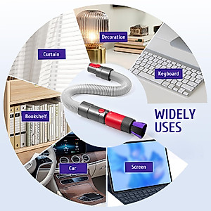 Dusting Brush + Flexible Extension Hose Compatible with Dyson Outsize V7 V8 V10 V11 V15 Vacuum Cleaner, Scratch-free Dusting Brush Bristle Dust Removal Brush, Cordless Vacuum Replacement Parts