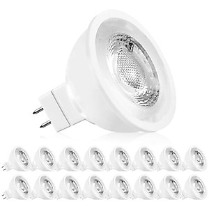 LUXRITE MR16 LED Bulb 50W Equivalent, 12V, 5000K Bright White Dimmable, 500 Lumens, GU5.3 LED Spotlight Bulb 6.5W, Enclosed Fixture Rated, Perfect for Track and Home Lighting (16 Pack)