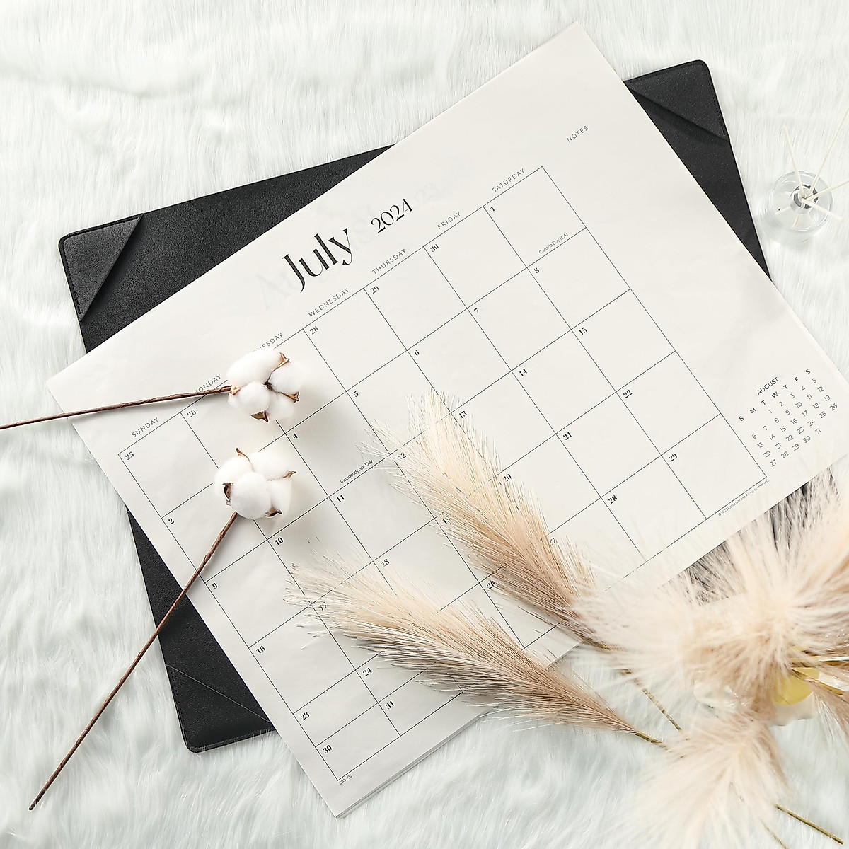 Simplified Desk Calendar 2024-2025 with Desktop Mat, Cabbrix Large Desk Pad Calendar 21 x 16.5 Inch Runs From Now to Jun 2025, Desk Blotter Calendar 2024-2025 for Home School and Office (Black)