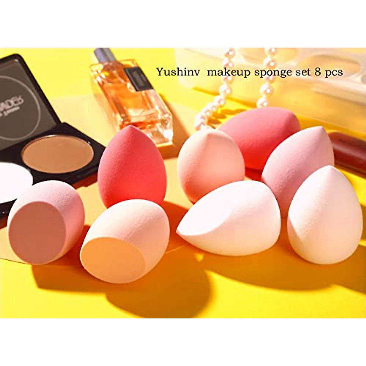Makeup Sponge, Beauty Sponge, Makeup Blender Sponge 8 PCS, Original Scene Music（Music Type :Kawaii Bass),Dry and Wet Use, Makeup Sponges for Foundation, Makeup Blender Sponge Set with Gift Box