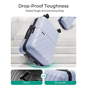 BAGSMART Carry On Luggage 22x14x9 Airline Approved, 20 Inch Lightweight Carry On Suitcase, Hard Shell Luggage with Spinner Wheels, 20 Inch Rolling Suitcases, Purple