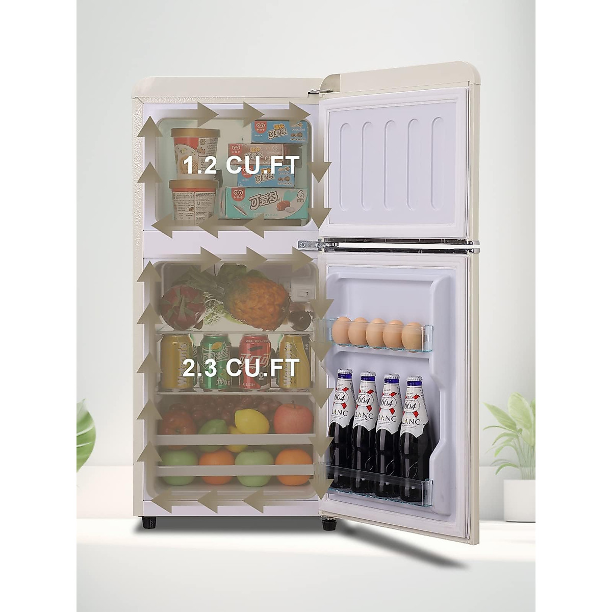 Tymyp TY-FLS-80G-CREAM-H004 Refrigerator with Freezer, Cream