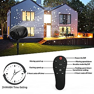 SOMKTN Christmas Snowfall Projector Lights, Holiday Projector Lights Waterproof Snow Flurries Landscape Spotlight with Remote for Xmas Party Wedding Home Decor