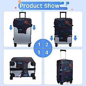 Sherr 3 Pieces Travel Luggage Cover Suitcase Protector Anti Scratch Suitcase Washable Baggage Covers(Vintage Theme,S/Medium/L)