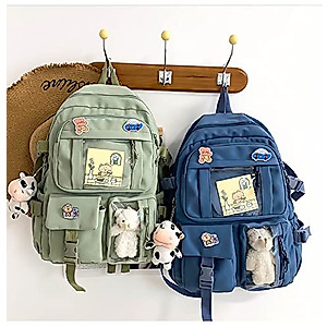 BXCNCKD kawaii backpack with pins kawaii school backpack cute backpack cute kawaii school backpack(Green)