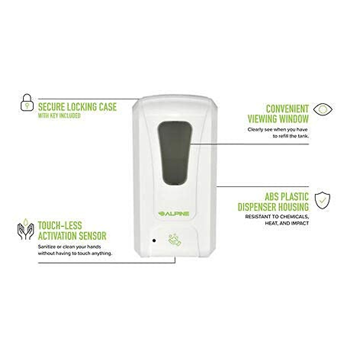 Alpine Automatic Hand Sanitizer Dispenser - Touchless Soap Dispenser for Restaurant, Hospital, School, Hotel, Kitchen and Bathroom -1200mL Foam White