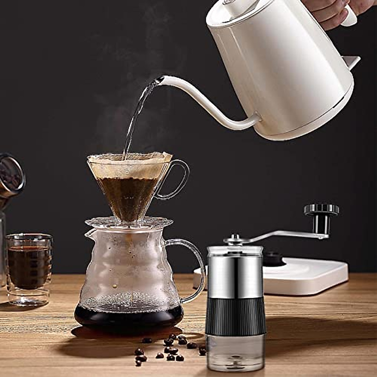 Coffee Bean Grinder, Manual Coffee Fine Grinder Burr, Burr Coffee Grinder, Hand Crank Adjustable Mini Coffee Bean Mill with Stainless Steel Handle, Portable Coffee Grinder for Espresso and Pour Over