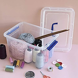 Xowine 4-Pack 10 L Plastic Storage Box, Clear Storage Box with Lid