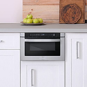 COSMO COS-12MWDSS 24 in. Built-in Microwave Drawer with Automatic Presets, Touch Controls, Defrosting Rack and 1.2 cu. ft. Capacity in Stainless Steel