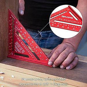 Kapro - 446 High Definition Anodized Rafter Square - Resists Wear and Corrosion - Features Conversion Table and Protractor - Lightweight & Compact Profile - 12 Inch