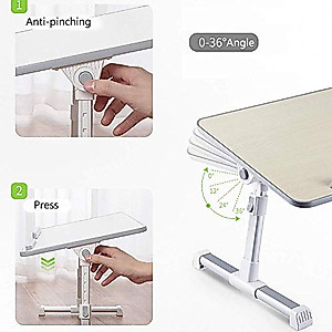 TIESAN Adjustable Laptop Table Laptop Bed Tray Table Portable Standing Bed Desk with Foldable Leg Notebook Standing Breakfast Reading Desk for Sofa Couch Floor (Medium-20.47'' x 11.8'')