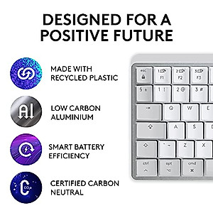 Logitech MX Mechanical Mini for Mac Wireless Illuminated Keyboard, Low-Profile Performance Switches, Tactile Quiet Keys, Backlit, Bluetooth, USB-C, Apple, iPad - Pale Grey