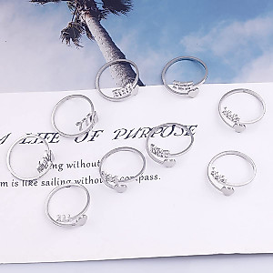 JAJAFOOK Stainless Steel Tarot Numerology Angel Number Ring, 000,111,222,333,444,555,666,777，888,999 Mysterious Tarot Numerology Ring for Women-Gold 333