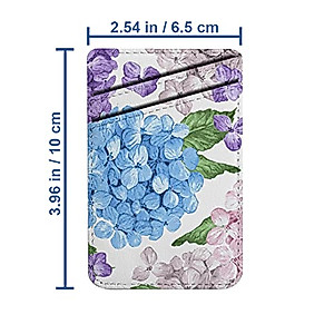Diascia Pack of 2 - Cellphone Stick on Leather Cardholder ( Hydrangea Flowers Petals Leaves Watercolor Pattern Pattern ) ID Credit Card Pouch Wallet Pocket Sleeve