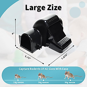 VASAMOMO Large Rat Trap, Humane Dual-Entry Tunnel Traps for Rat, Mice & Chipmunks, Instant Kill Rodent Snap Trap with Sensitive Trigger and Powerful Jaws, for Both Indoor & Outdoor,Pack of 2