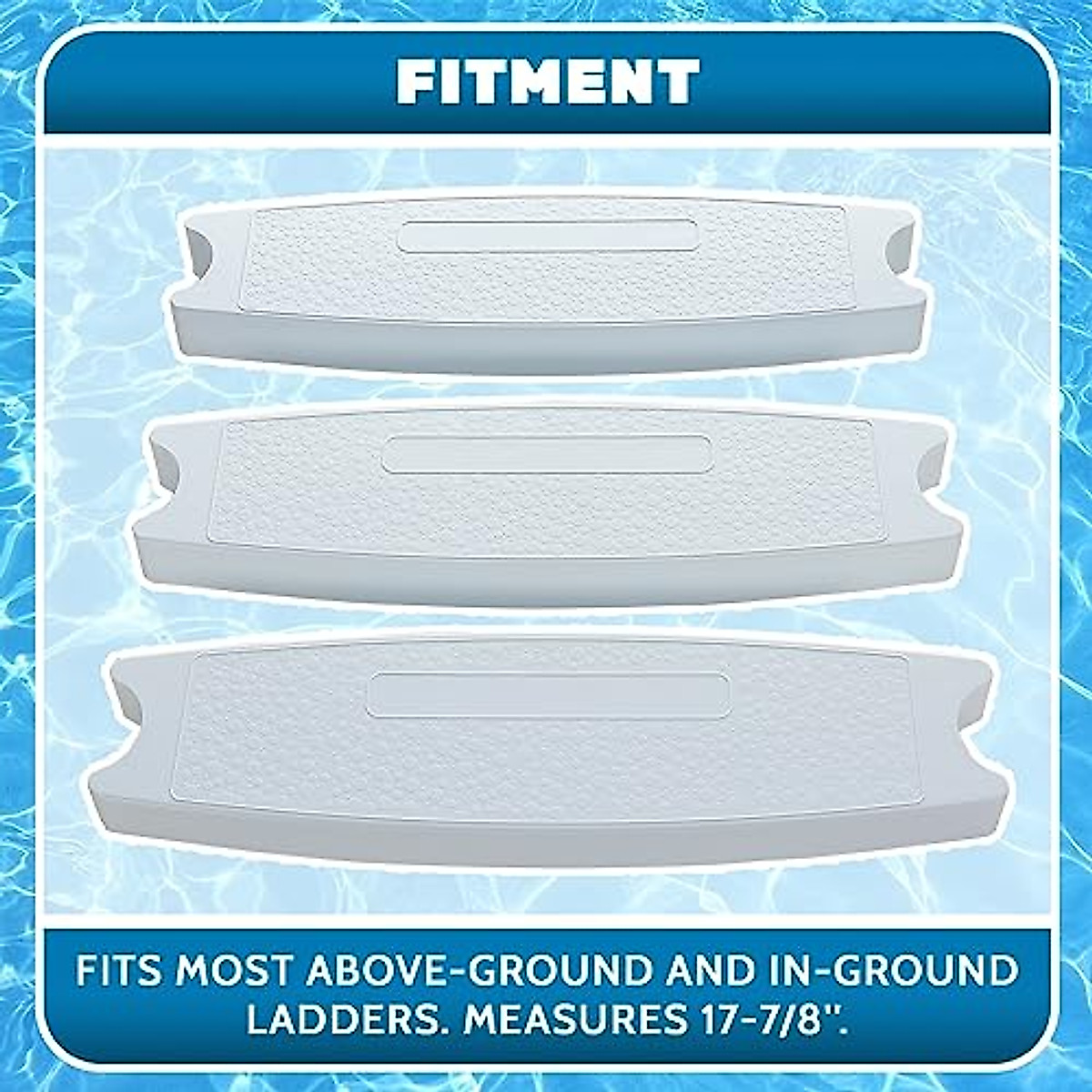 ECOTRIC Universal 18" Swimming Pool Ladder Steps Molded Plastic Rung Step Pedal Accessory Ladder Tread 87901 (3Pcs)