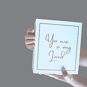 Halo Remembrance Necklace | White Linen and Gold Foil Premium Extra Large Keepsake Box | Miscarriage Gift, Infant Loss, Memory Item, Memorial Gift