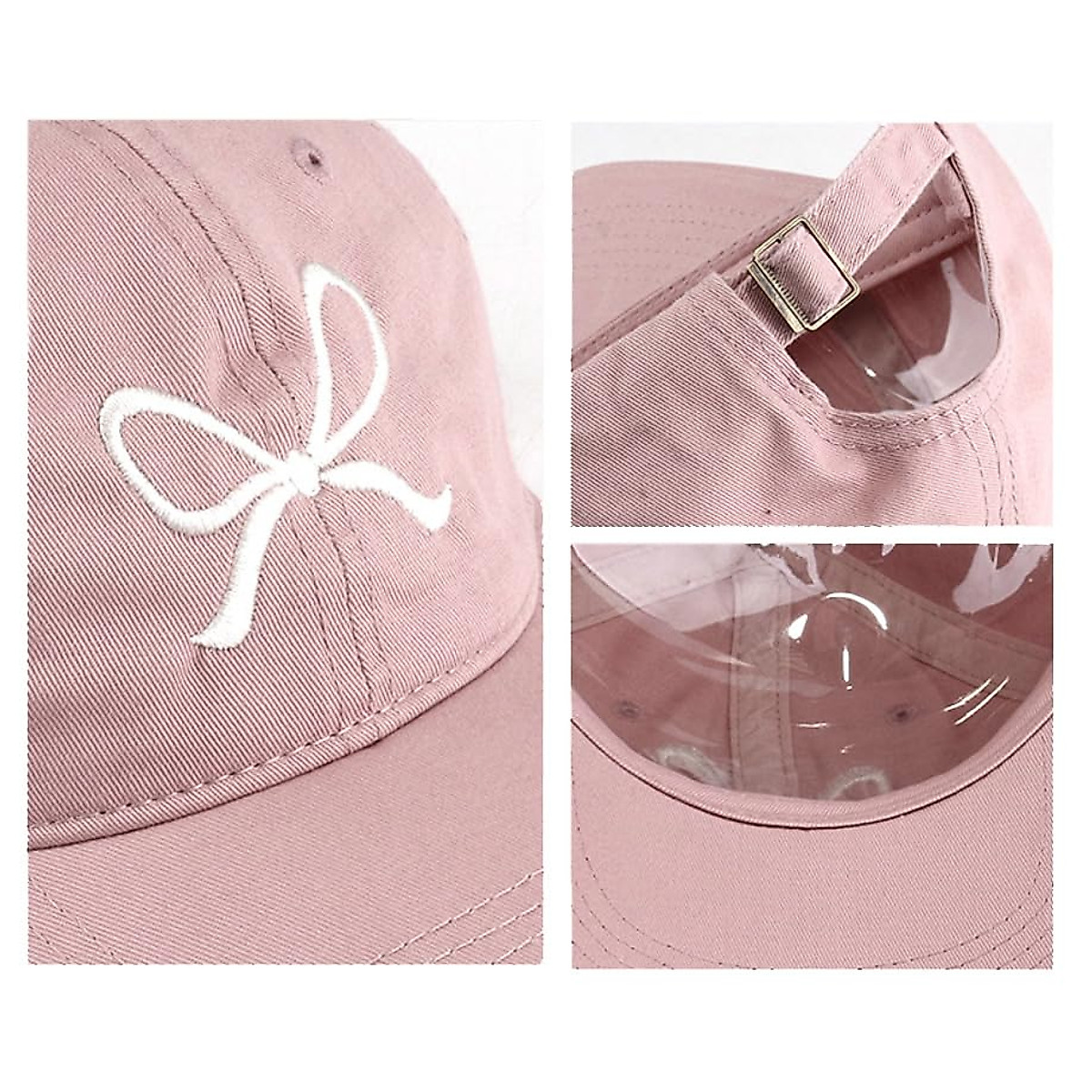 Bow-Tie Baseball Cap for Women Fashion Sun Hats for Women Trucker Hat Y2k Sun Cap Visor Cap Hiking Travel Trendy 2024 Beige/Pink