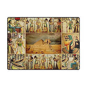 ALAZA Egyptian Culture Pyramid Great Sphinx Vintage Area Rug Rugs for Living Room Bedroom 5'3"x4'
