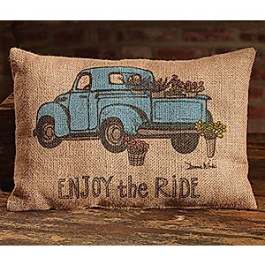 Country House Collection Primitive Burlap Jute 12" x 8" Throw Pillow (Enjoy The Ride)